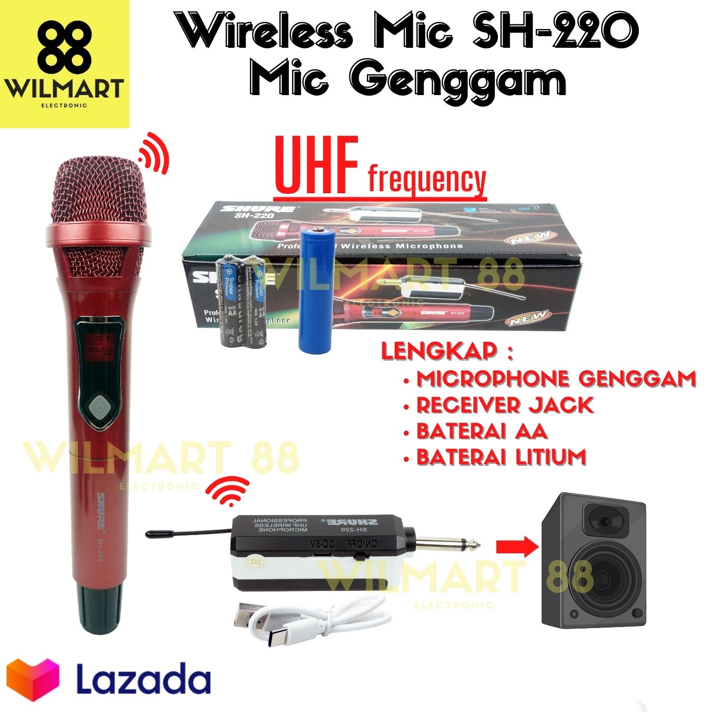 Professional Microphone SH-220 - Mic Genggam Wireless SH 220 - Receiver ...