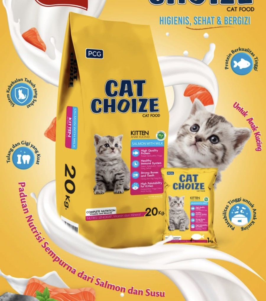 CAT CHOIZE KITTEN TUNA SALMON PINK KUNING 1 KG makanan pakan anak ...