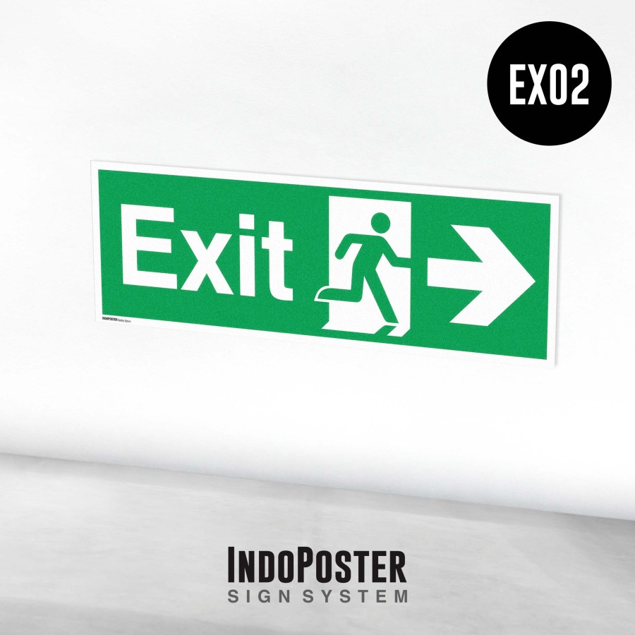 Stiker Label K3 Safety Tanda Arah EXIT Keluar Arah Kanan | Lazada Indonesia