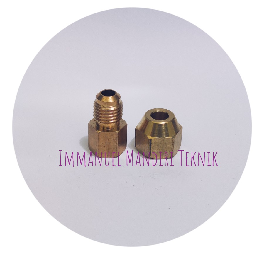 Female connector 1/8 x 1/4 / Nepel Pipa Tembaga 1/8 x 1/4 flaring ...