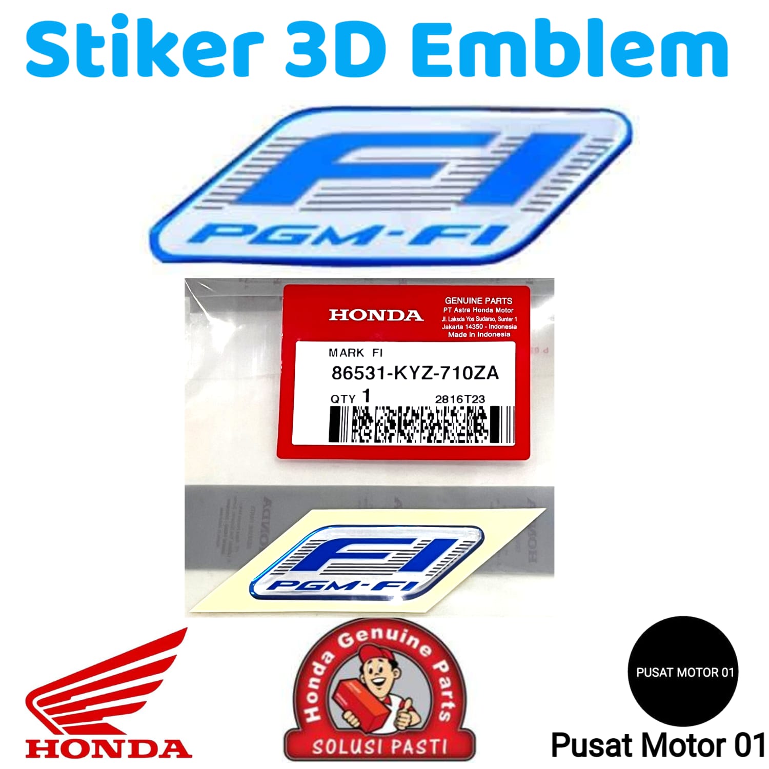 Stiker 3D Original Ahm Honda Emblem 3D Fi PGM Logo Motor Asli Sticker ...