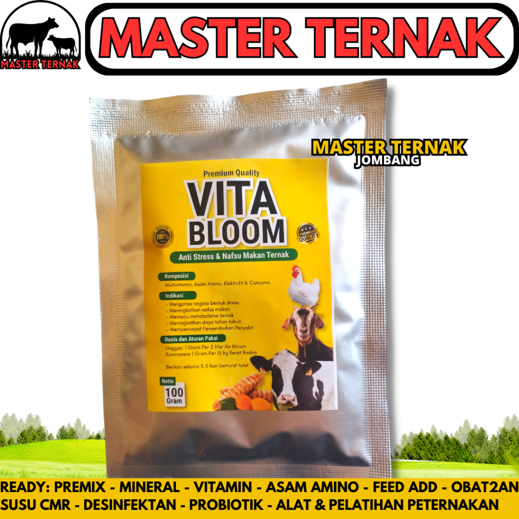 VITA BLOOM 100 GRAM - Vitamin Lengkap Penambah Nafsu Makan Hewan Ternak Domba Kambing Sapi Babi ...