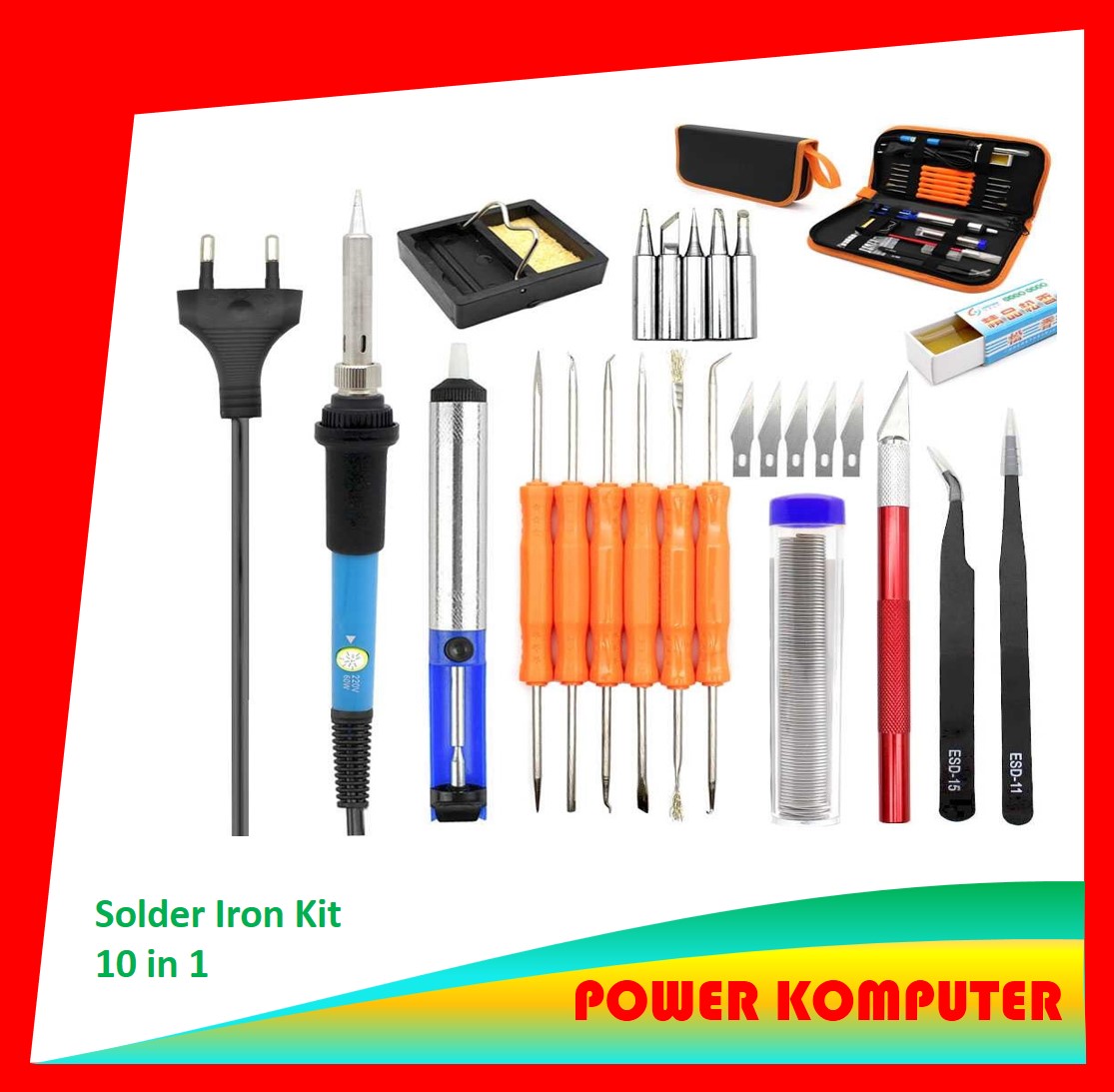 25Pcs Solder Listrik 60W Kit Soldering Iron Kit Electronic Soldering ...