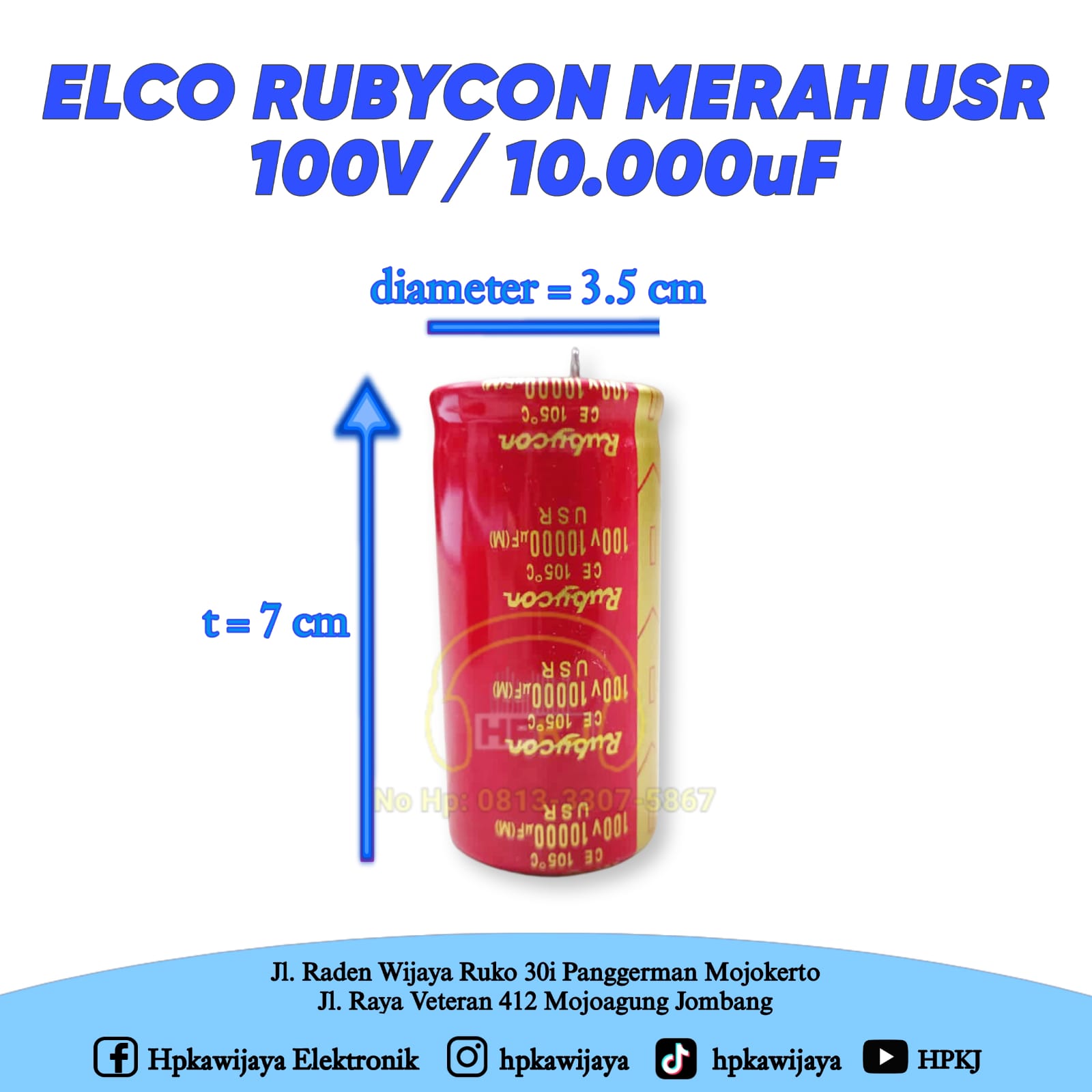ELCHO RUBYCON Merah USR 10000uF 100V elco rubycon 10000 mikro 100 volt (USR) | Lazada Indonesia