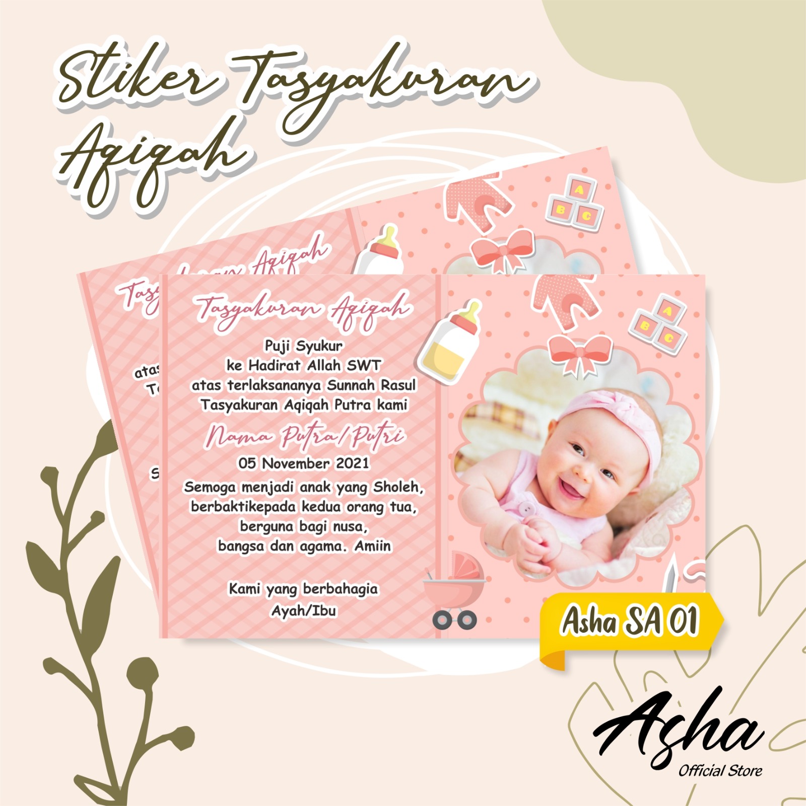 [100 PCS] STIKER LABEL SYUKURAN KELAHIRAN AQIQAH BAYI ANAK BOX ...