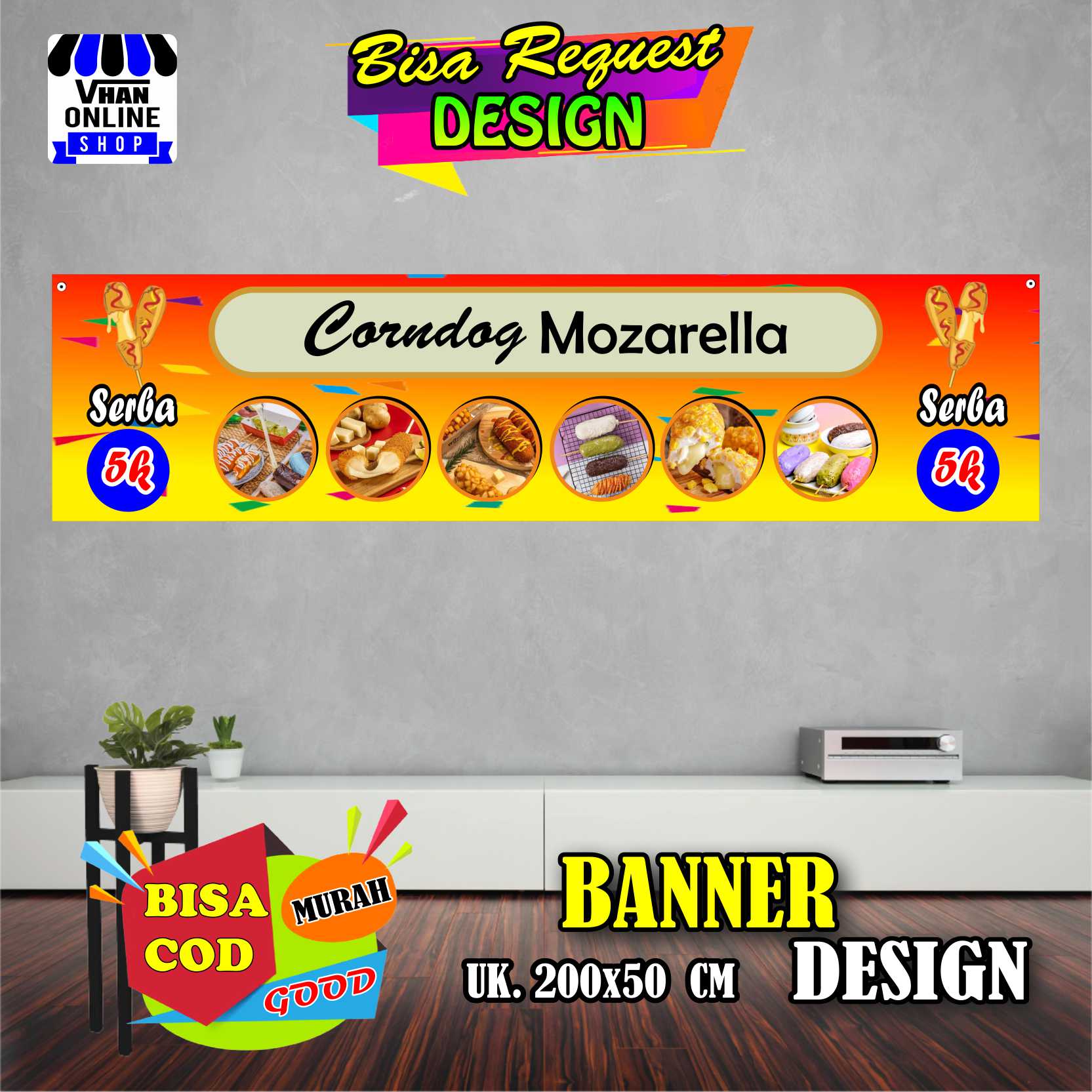 Spanduk Banner Corndog Model Nyamping, Jualan Jajanan Viral, Bagus ...