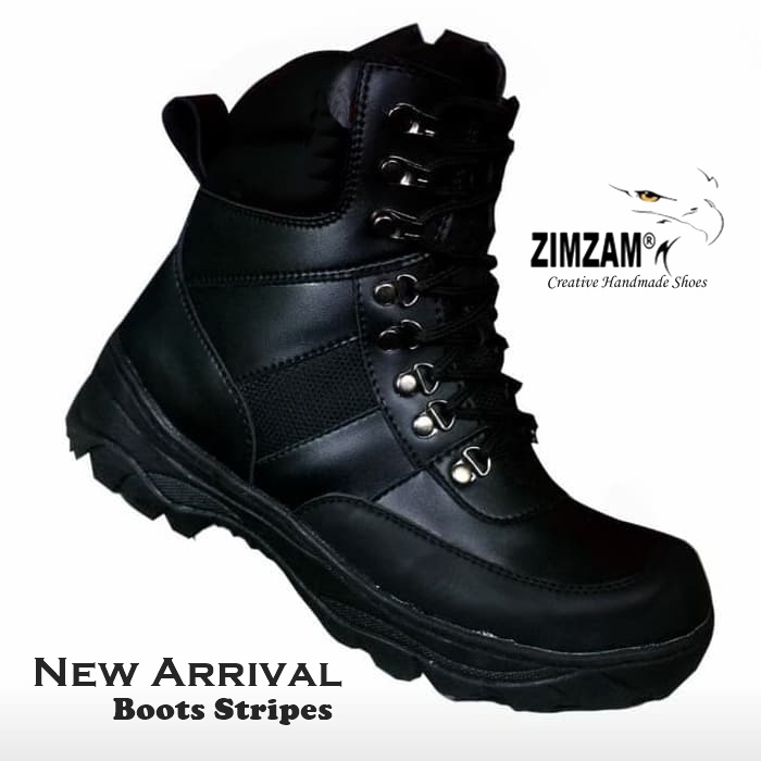 SEPATU BOOT PDL HITAM SEPATU ZIMZAM BOOTS SAFETY BLACK SEPATU SEMI ...
