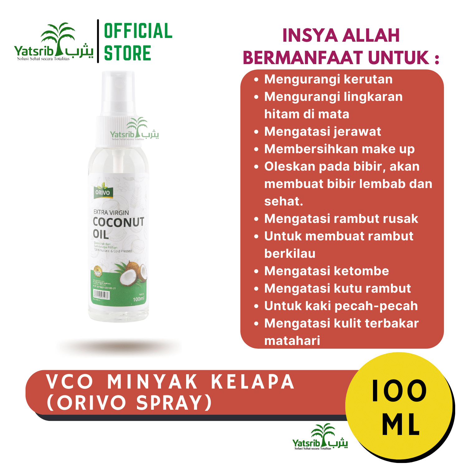 Minyak Kelapa Murni Spray VCO ORIVO 100 ml | Lazada Indonesia
