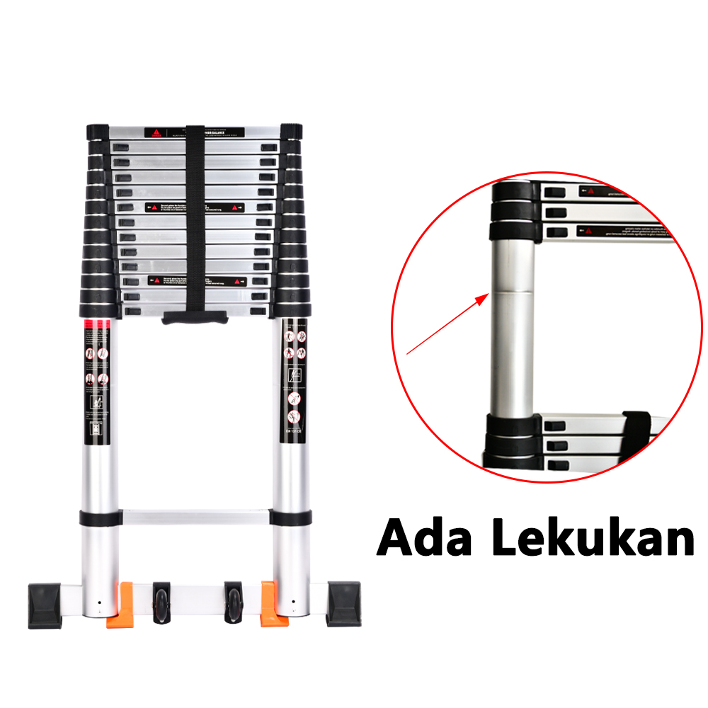 MLHY Tangga Teleskopik tanpa lekukan 4.4M Lipat Aluminium Telescopic ...