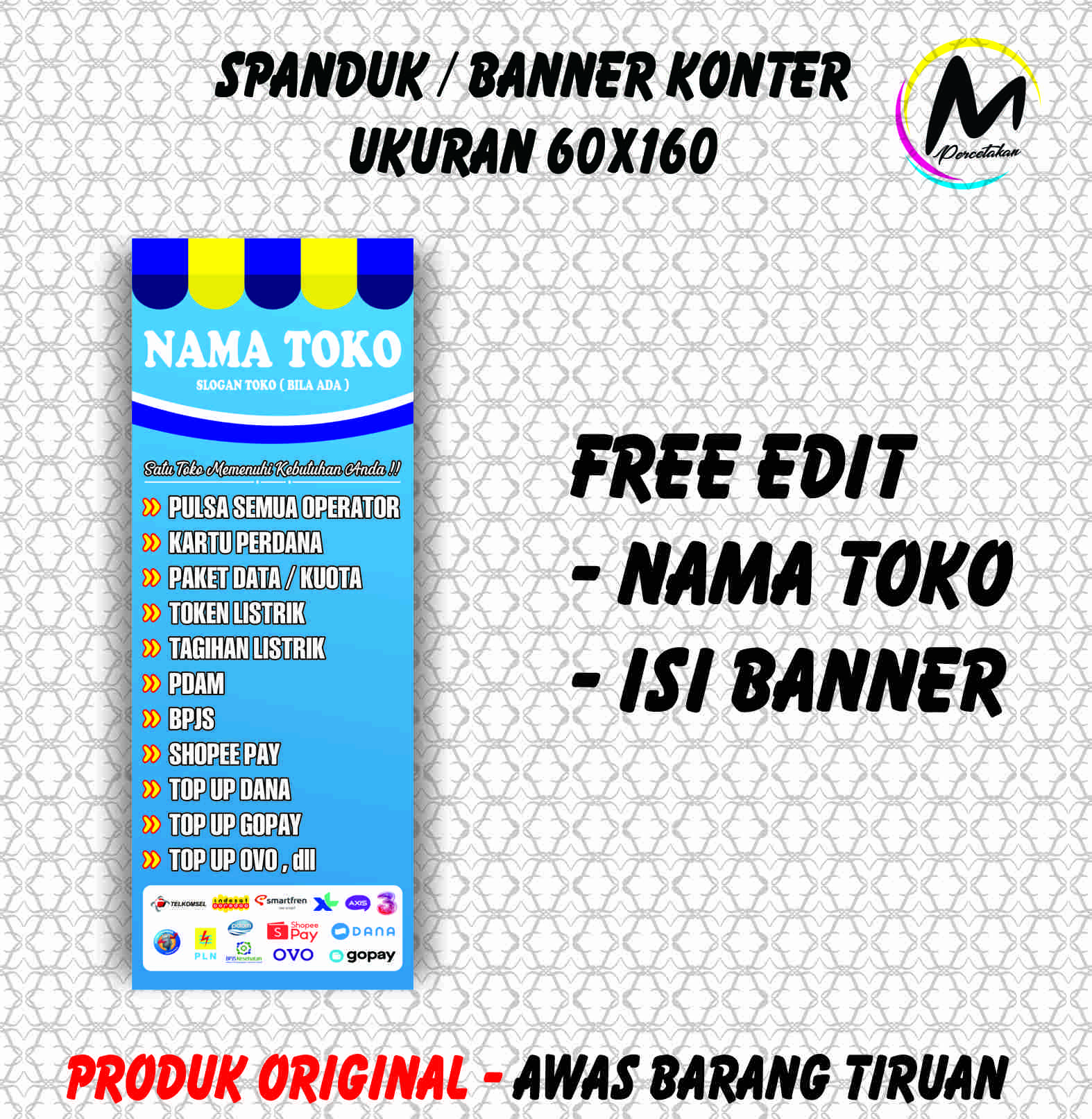 Spanduk Banner Konter Free Edit - Ukuran 60x160 Cm | Lazada Indonesia
