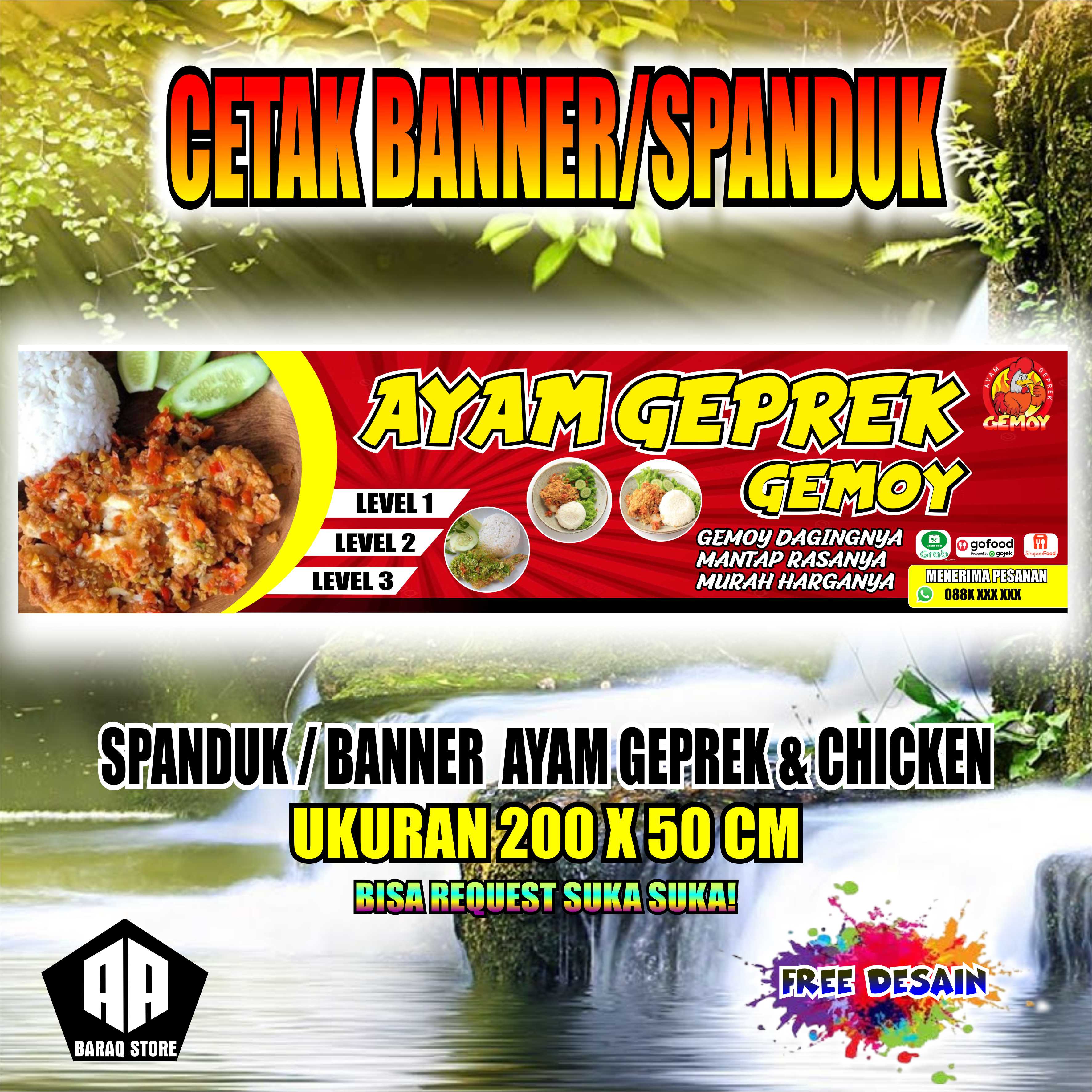 CETAK SPANDUK ,CETAK BANNER, MMT,AYAM GEPREK VARIAN RASA UKURAN 200X50 ...