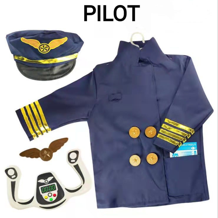 Kostum Profesi Pilot Anak Aksesoris Seragam Penerbangan Pesawat ...