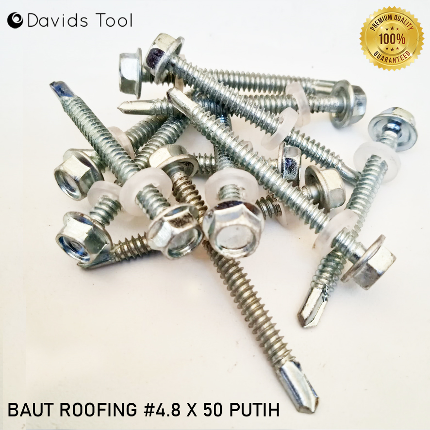 Baut Baja Ringan Drilling Sekrup Roofing Galvalum 5cm 12x50 Putih ...