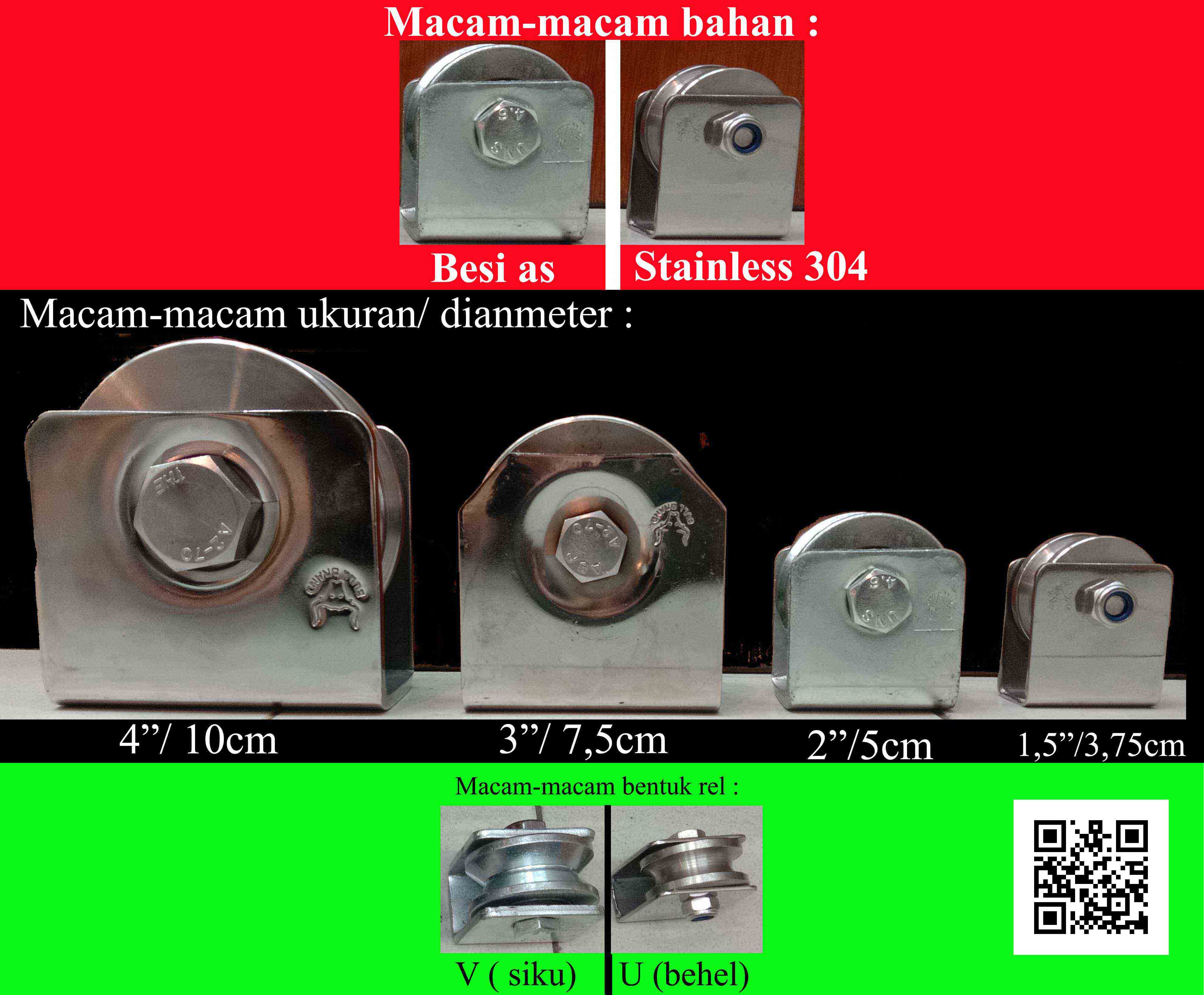 Roda pagar besi 1,5 inch ( 4cm) heavyduty / roda gerbang 1,5inch ( 4 cm ...