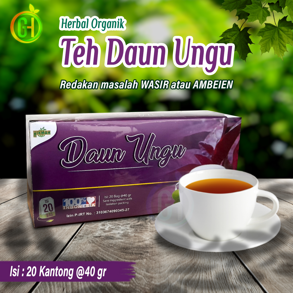 Teh Celup Daun Ungu Herbal Alami 20 Bag Original | Lazada Indonesia