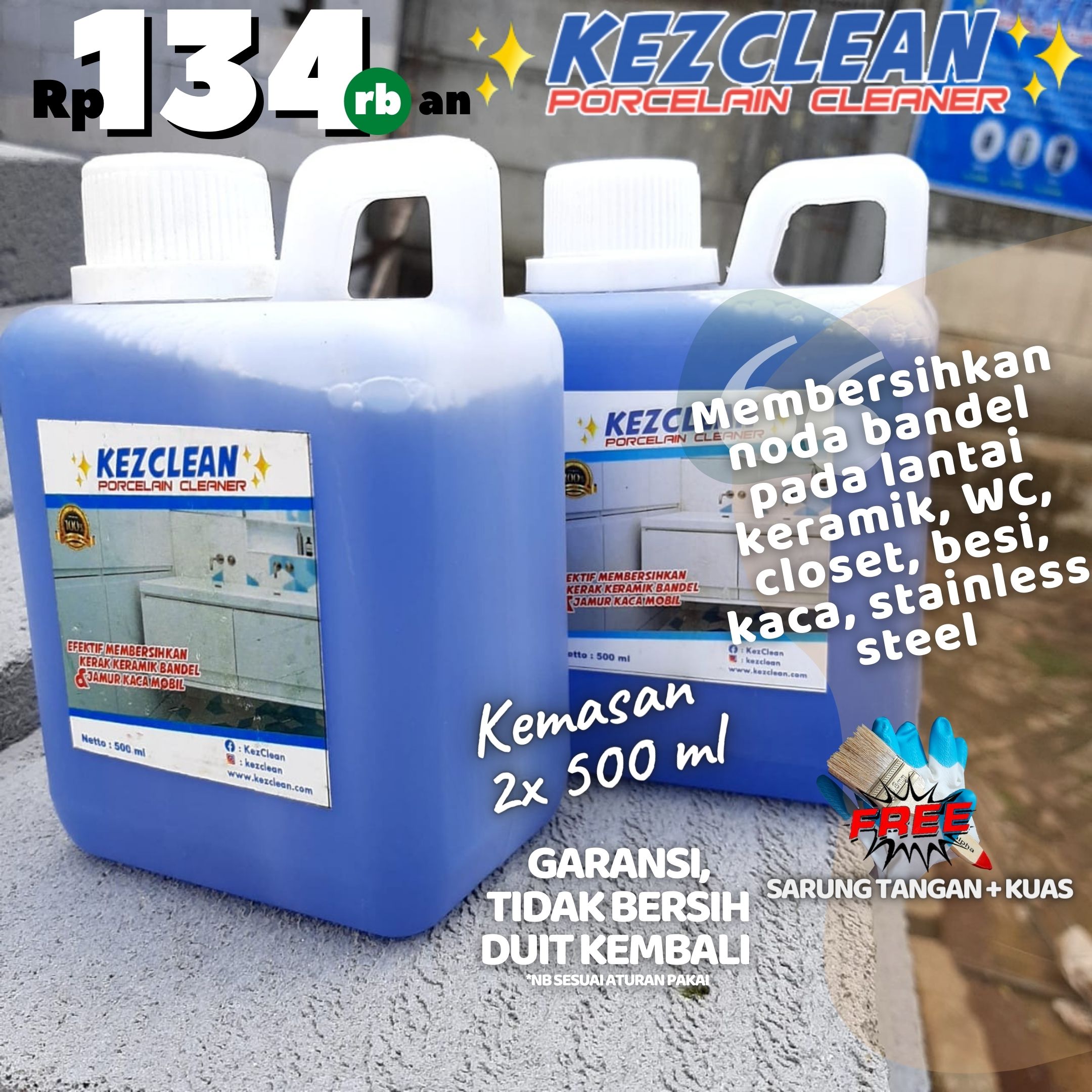 KEZCLEAN Pembersih Keramik Kerak Kamar Mandi Noda WC Toilet Karat Besi ...