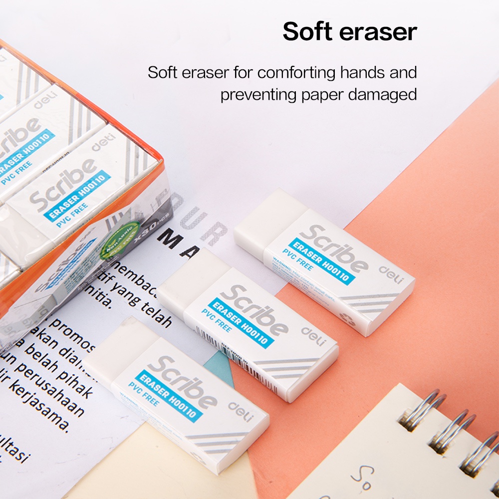 Deli Eraser / Penghapus Pensil Putih Bebas PVC Bebas Debu Tidak Beracun ...