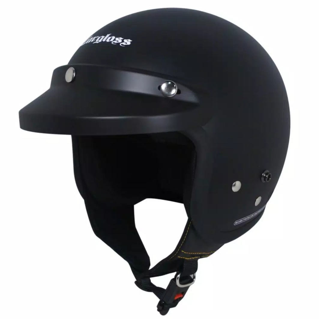 Helm Cargloss Original CFM Retro Army Half Face Black Hitam Doff ...