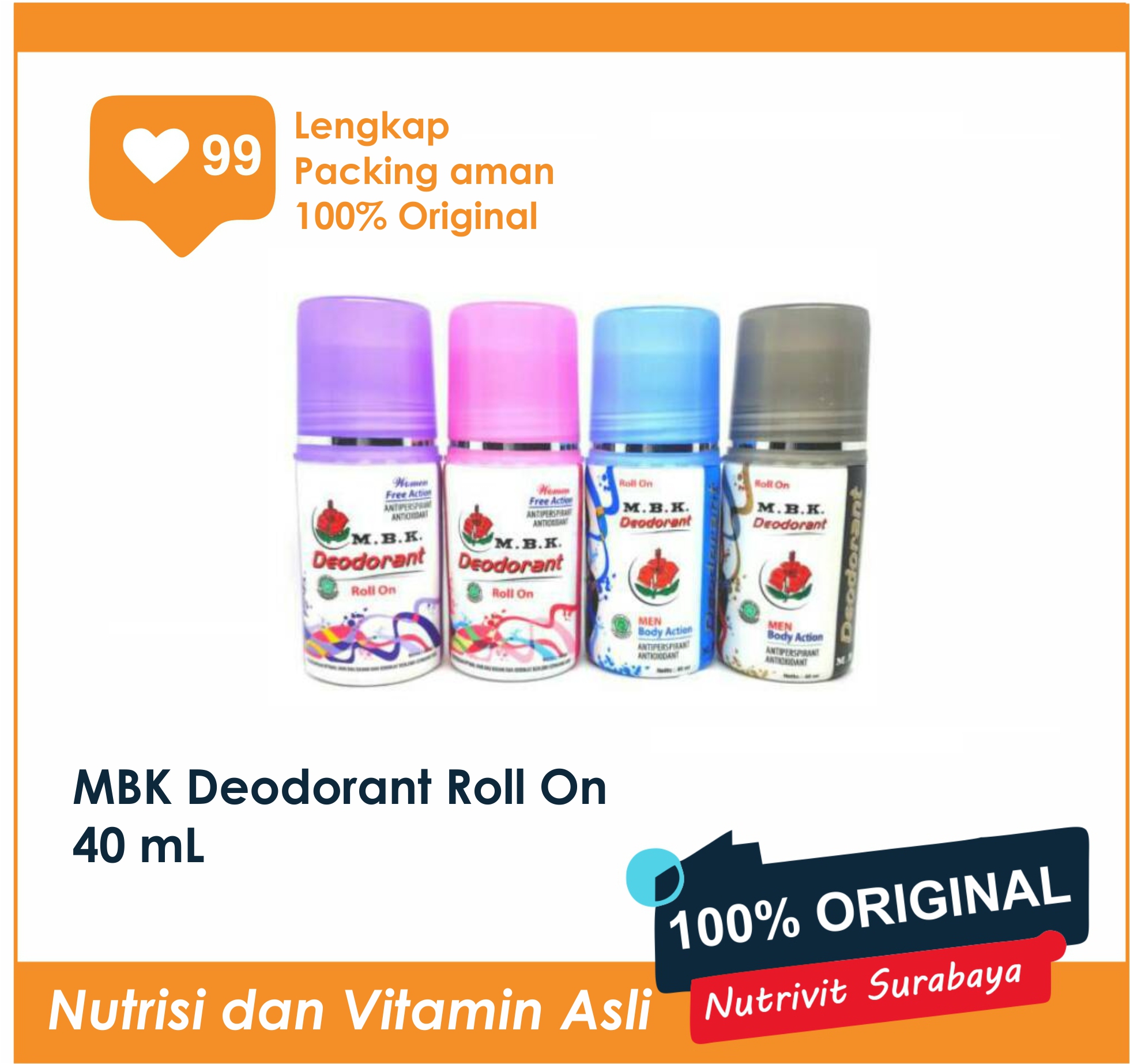 MBK DEODORANT ANTI PERSPIRANT ROLL ON 40 ML | Lazada Indonesia