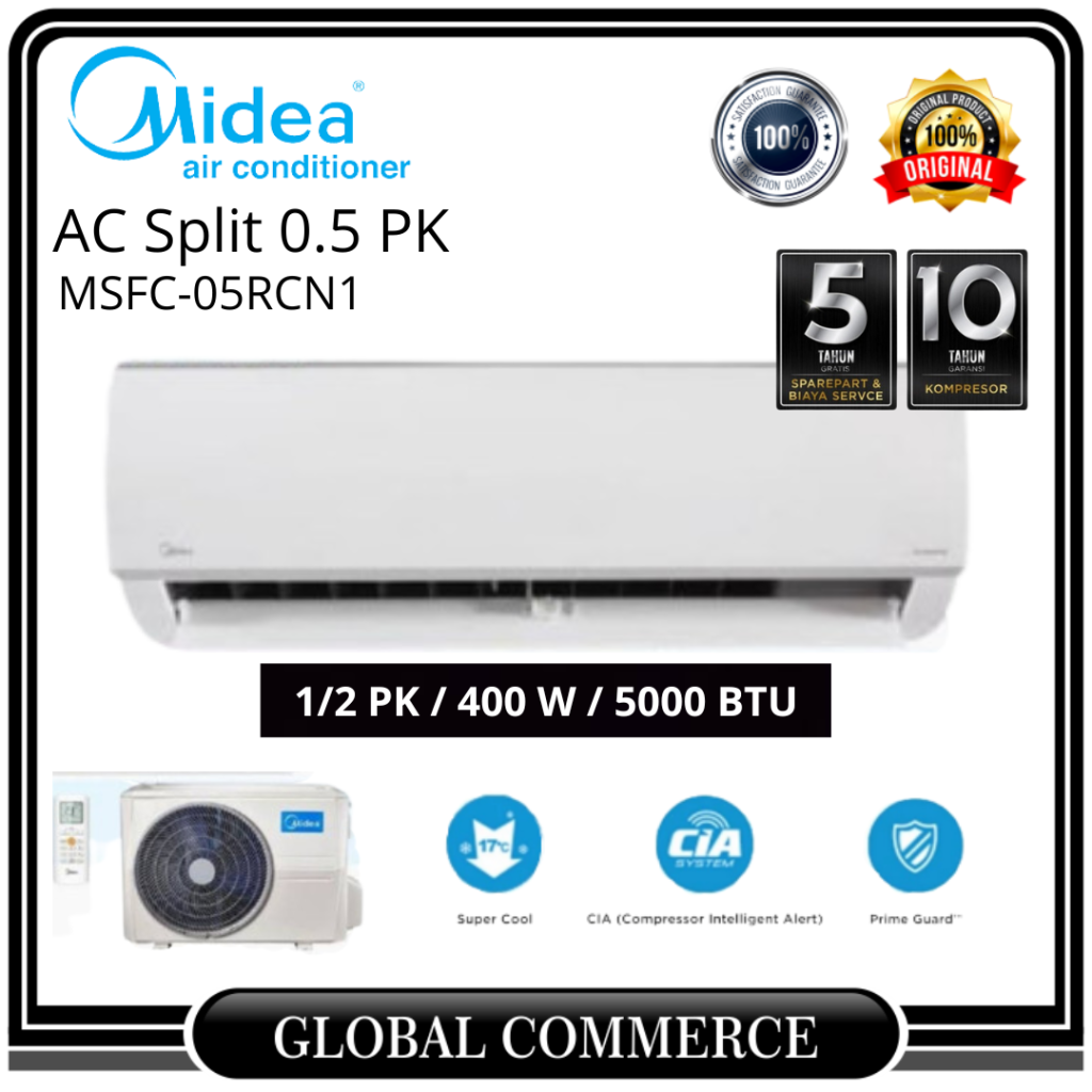 MIDEA AC SPLIT MSFC 05 R32 1/2 PK MSFC-05CRN1 0.5 PK | Lazada Indonesia