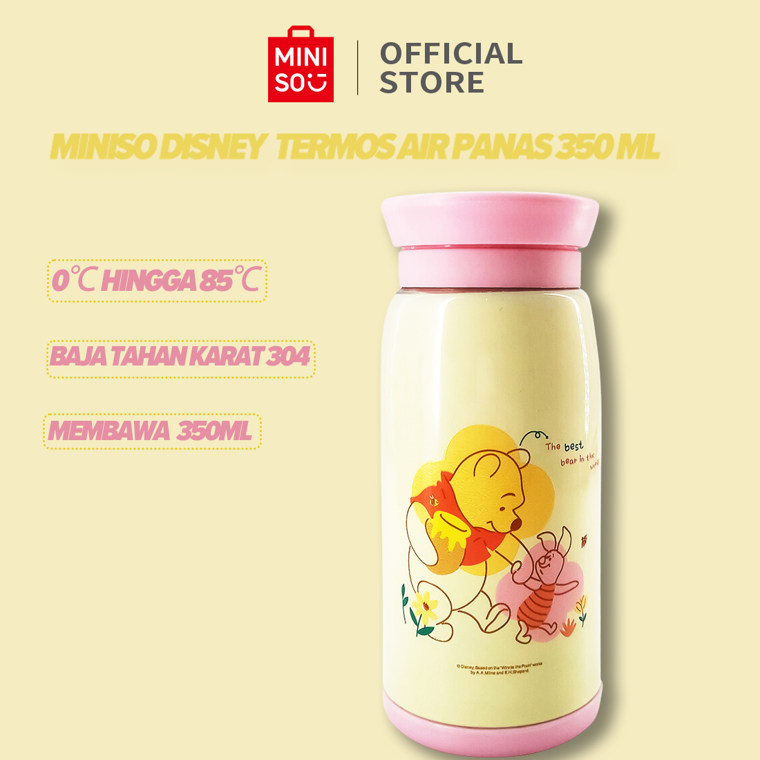 Miniso Disney Winnie The Pooh Botol Minum Aesthetic Tumbler Termos Air ...