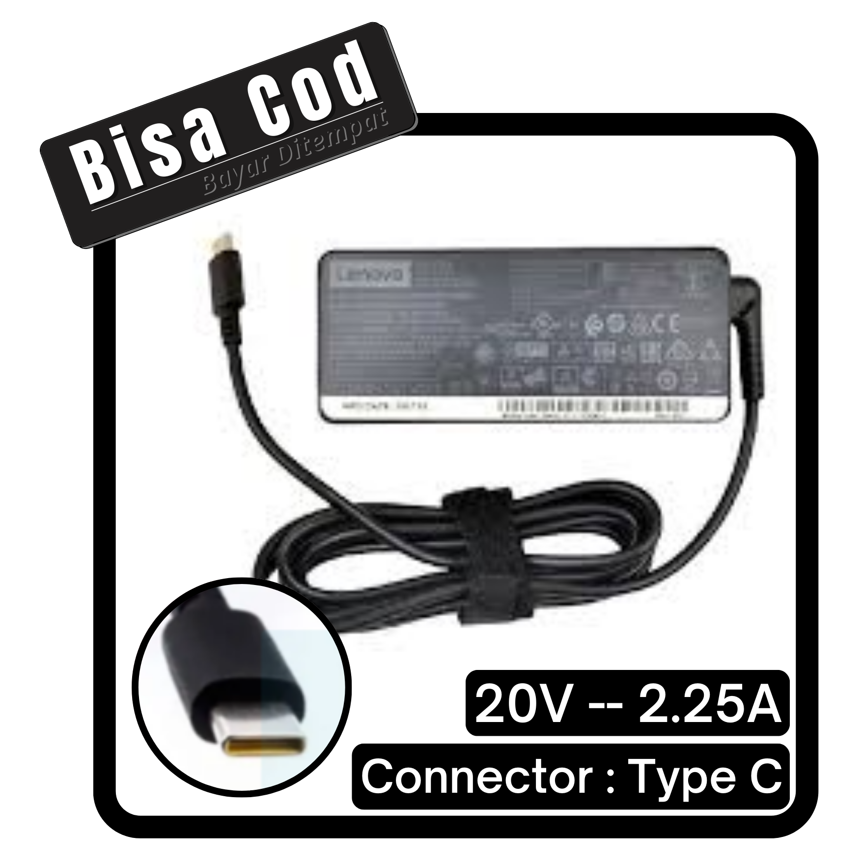 Cas Charger Laptop Notebook Lenovo USB Type C ThinkPad T480 Yoga 370 ...