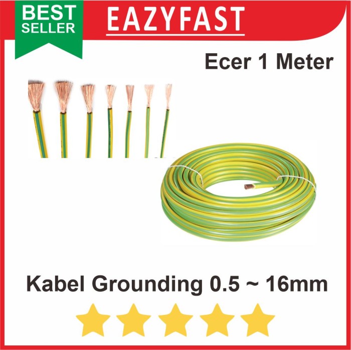 Kabel Ground NYA NYAF Grounding Arde GND Kuning Tunggal Single Serat ...