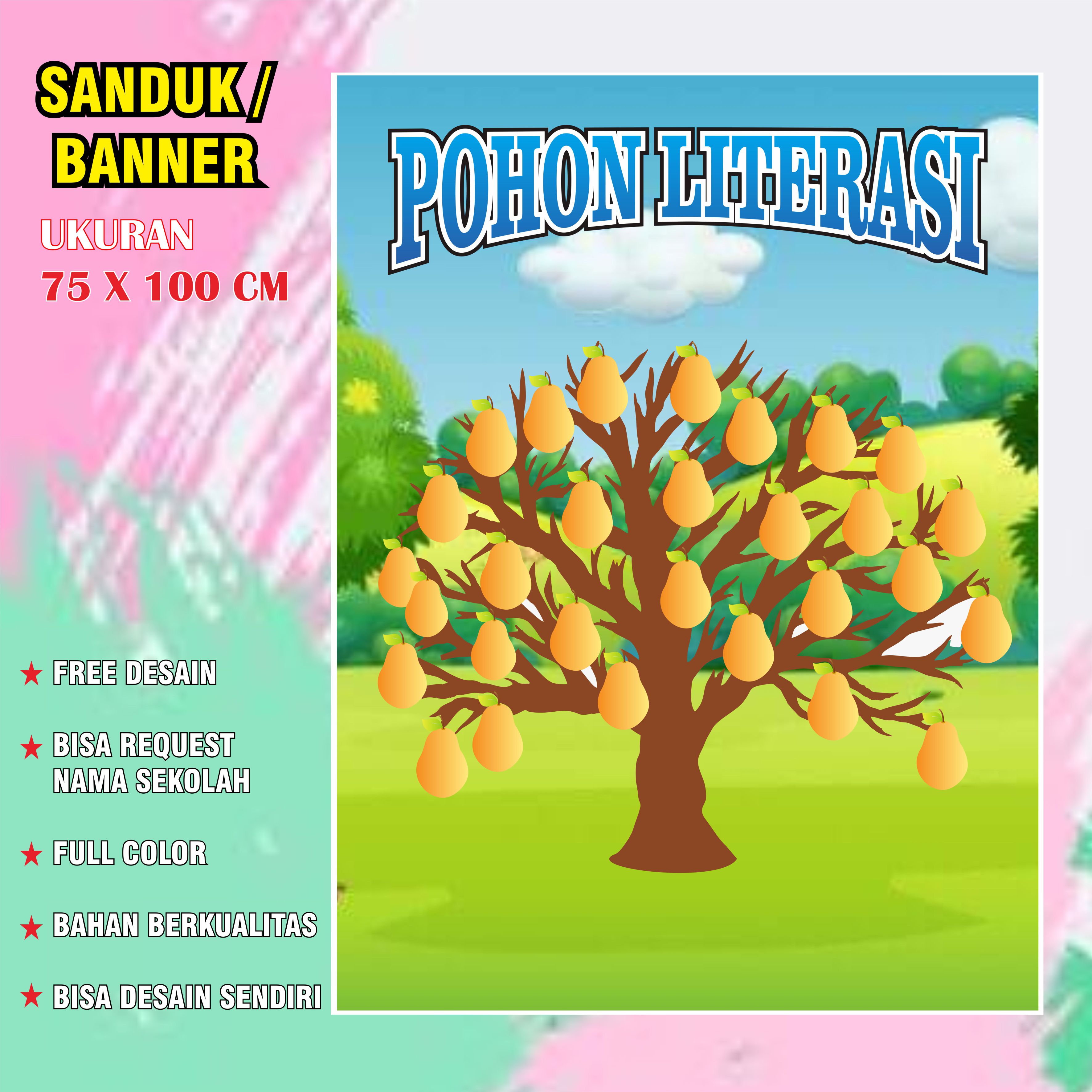 Ukuran 75X100 Cm, Spanduk Banner Pohon Literasi untuk anak anak ...