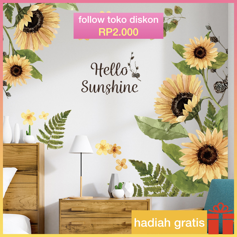 stiker dinding motif bunga matahari kecil , bunga kecil ungu sudut ...