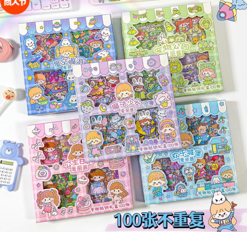 1 Pack isi 100 Lembar Sticker Aesthetic MOMO Lucu Kartun Karakter Anak ...