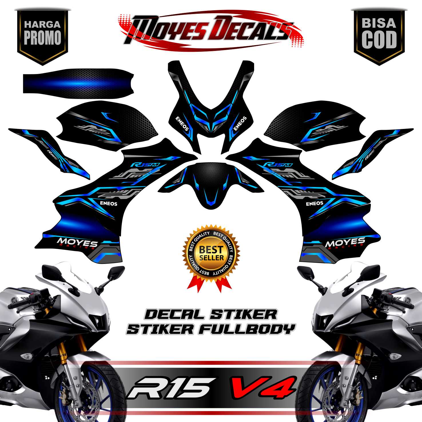 Decal Stiker R15 V4 Full Body Motif Matrix Warna Biru Variasi | Lazada ...