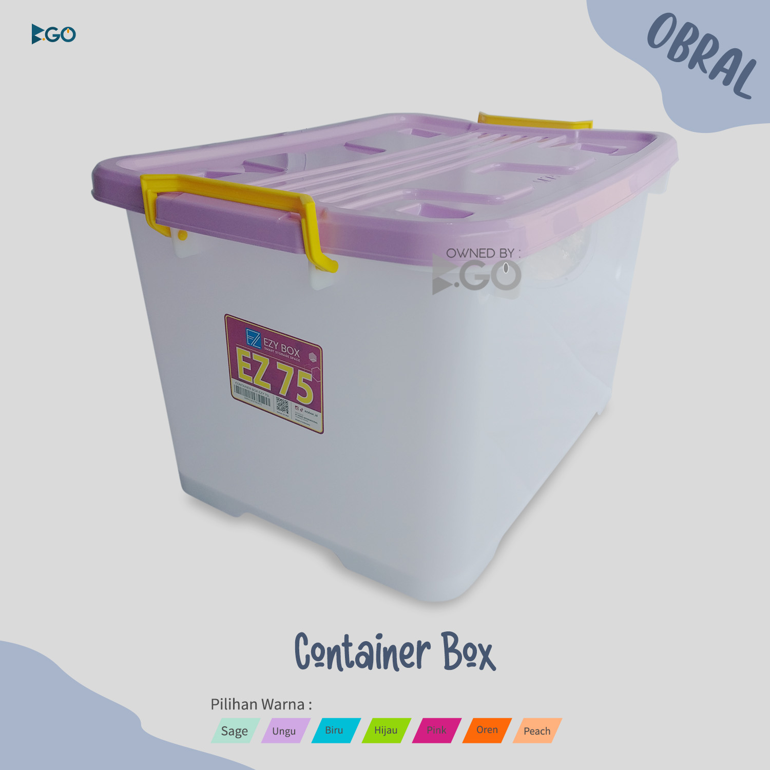 CONTAINER BOX BESAR 75 LITER MURAH KOTAK PLASTIK SERBAGUNA PENYIMPANAN ...