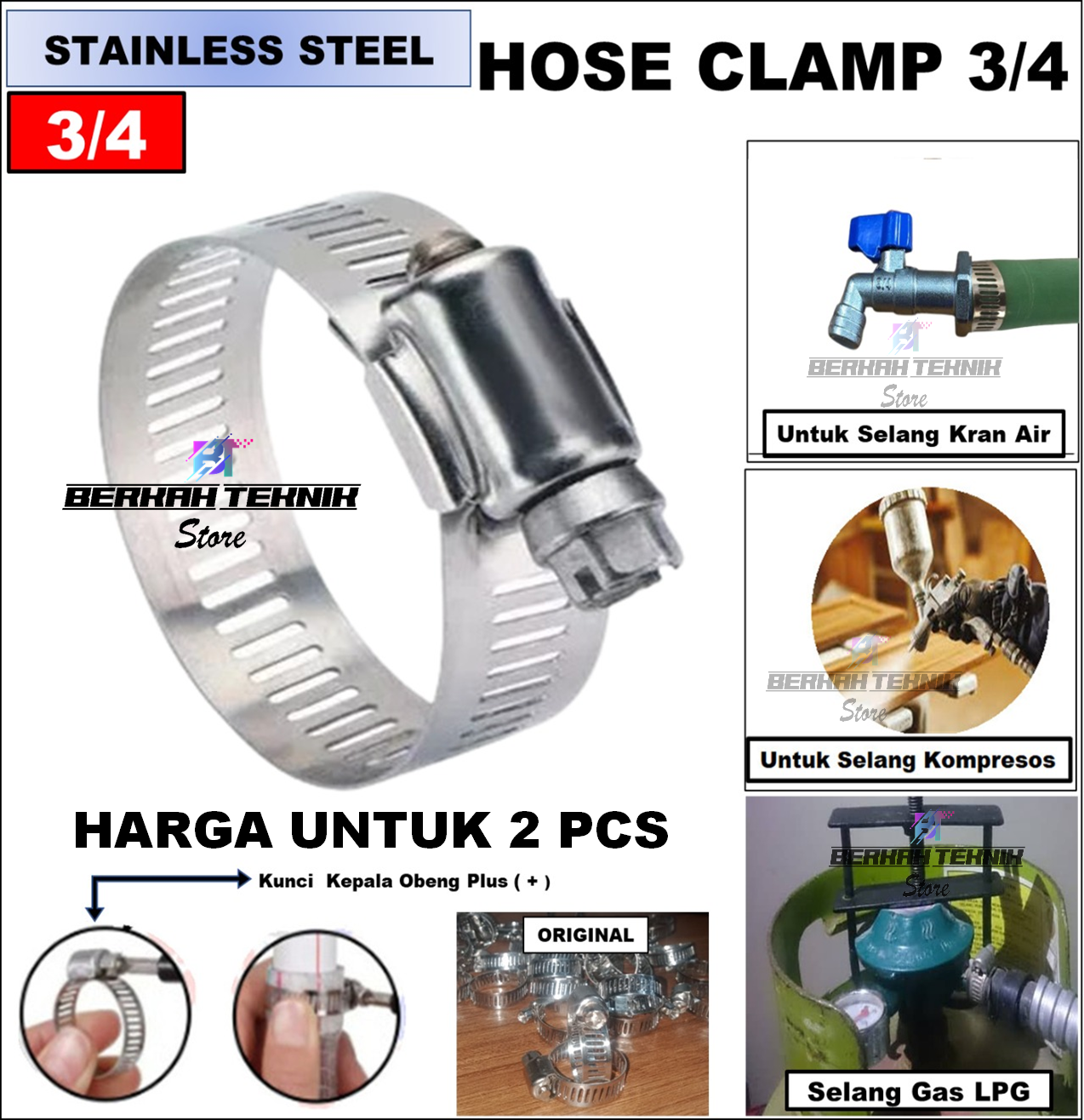 Klem Selang Gas LPG Klem Selang Kompresor Selang Kompor Selang Kran Air ...
