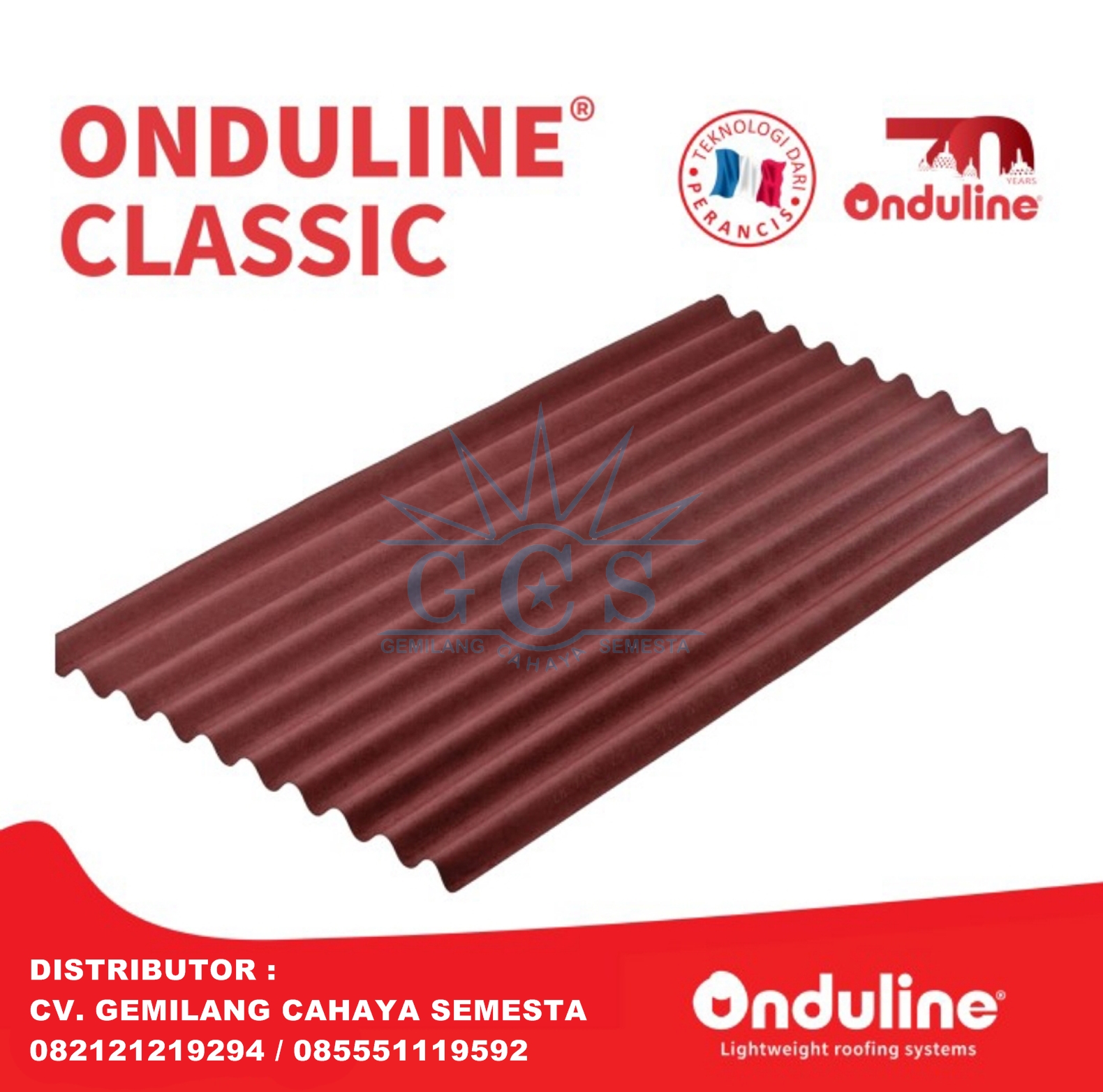 Onduline Red Classic - Atap Bitumen (200cmx95cmx3mm) | Lazada Indonesia
