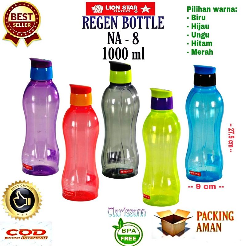 PROMO (Bisa COD) Lion Star Regen Botol Minum 1000 mL NA-8 Botol Plastik ...