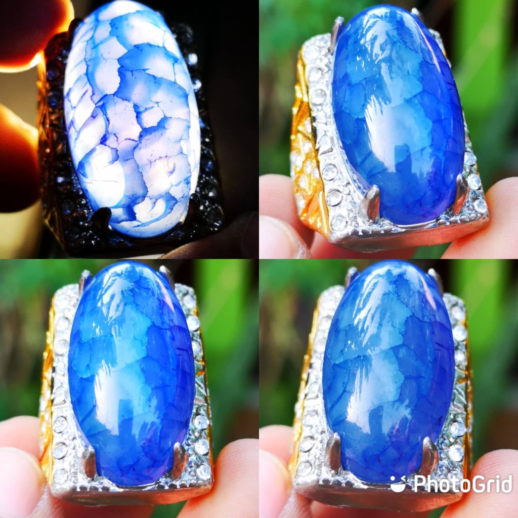 Batu Akik Blue Sisik Naga Kristal Big Size | Lazada Indonesia