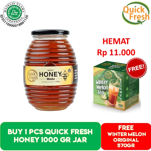 [FREE WINTERMELON ORIGINAL 570GR] Quick Fresh Honey / Madu 1kg jar ...
