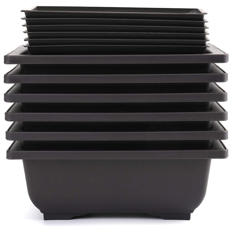 6-Piece Bonsai Pots-Classic Deep Wet Tray with Built-in Mesh-for Plants ...