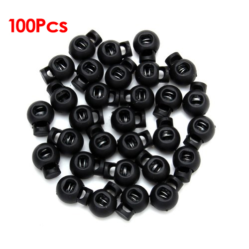 100 x Black Ball Cord Locks Toggles Round Cordlocks - HDAG MALL - ThaiPick
