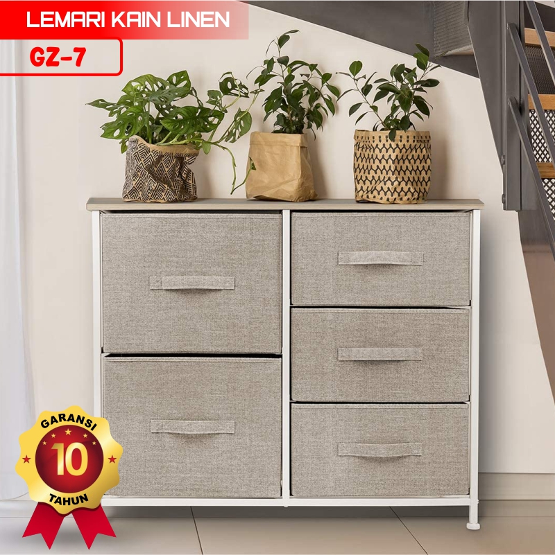 Lemari 5 Laci Kain Linen Rak Lemari Penyimpan Kode GZ-7 Lemari Portable ...