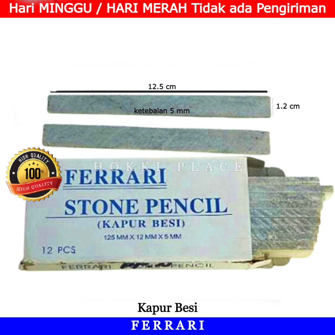 STONE PENCIL FERARRI 12.5 mm X12 mm X5 mm KAPUR BESI PENSIL BESI per ...