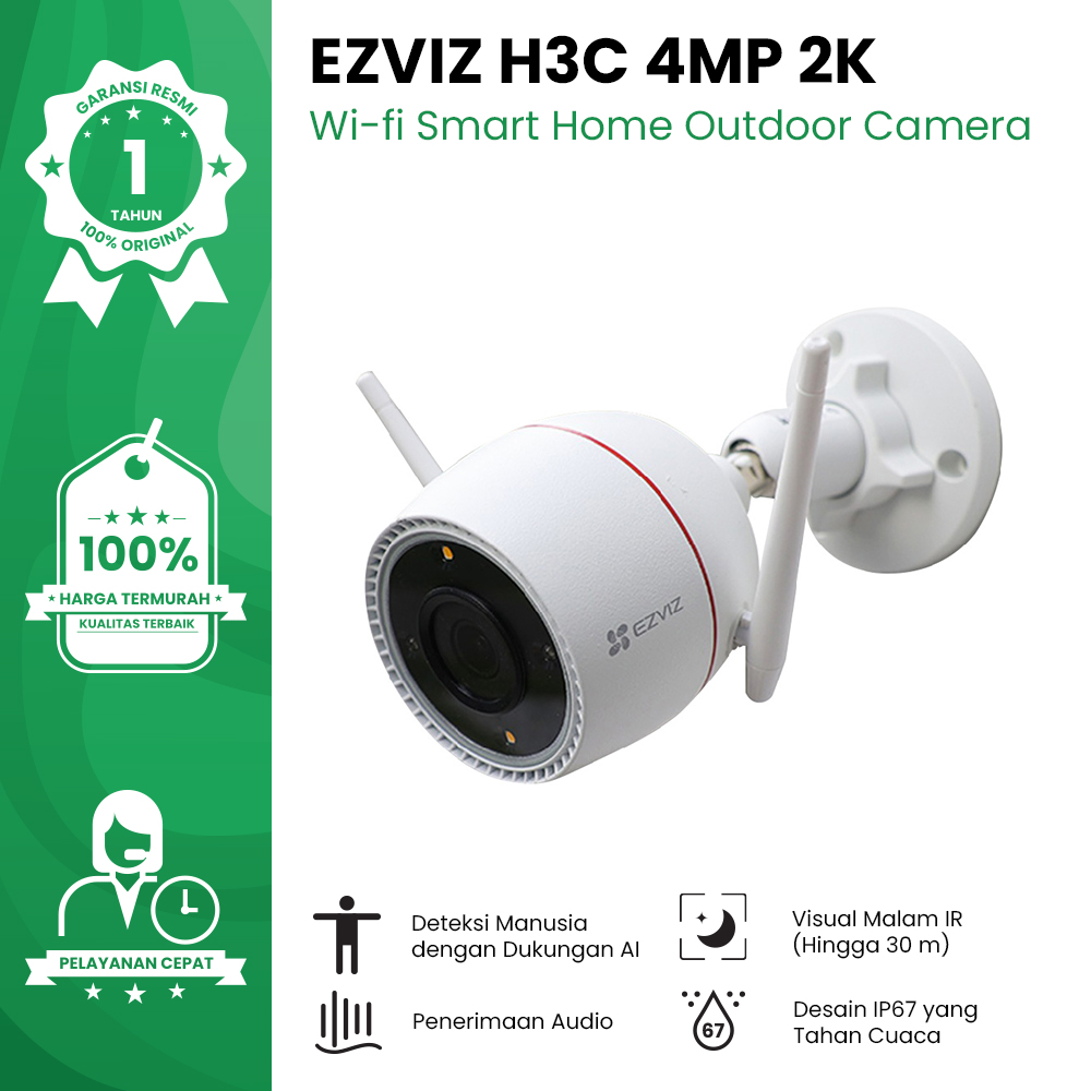 EZVIZ H3C 4MP 2K+ OUTDOOR WIFI CAMERA TWO WAY TALK | Lazada Indonesia