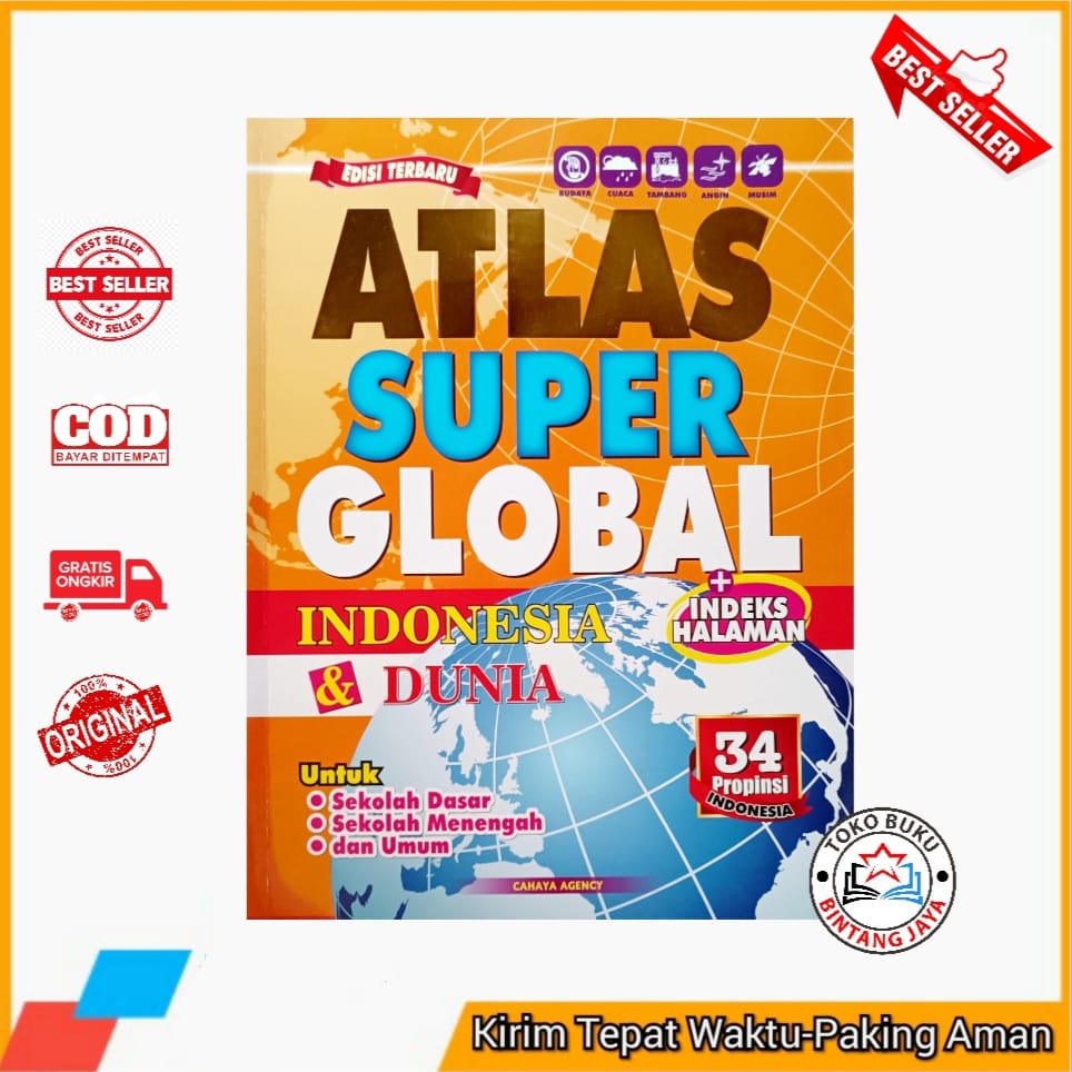 Buku Atlas Super Lengkap Disertai Indeks Halaman Full Colour Ukuran ...