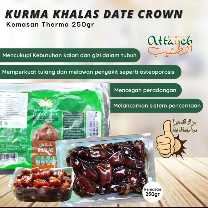Kurma khalas Date Crown 250g Frehs Kurma Vacuum Basah Panen Baru Exp 2025 | Lazada Indonesia