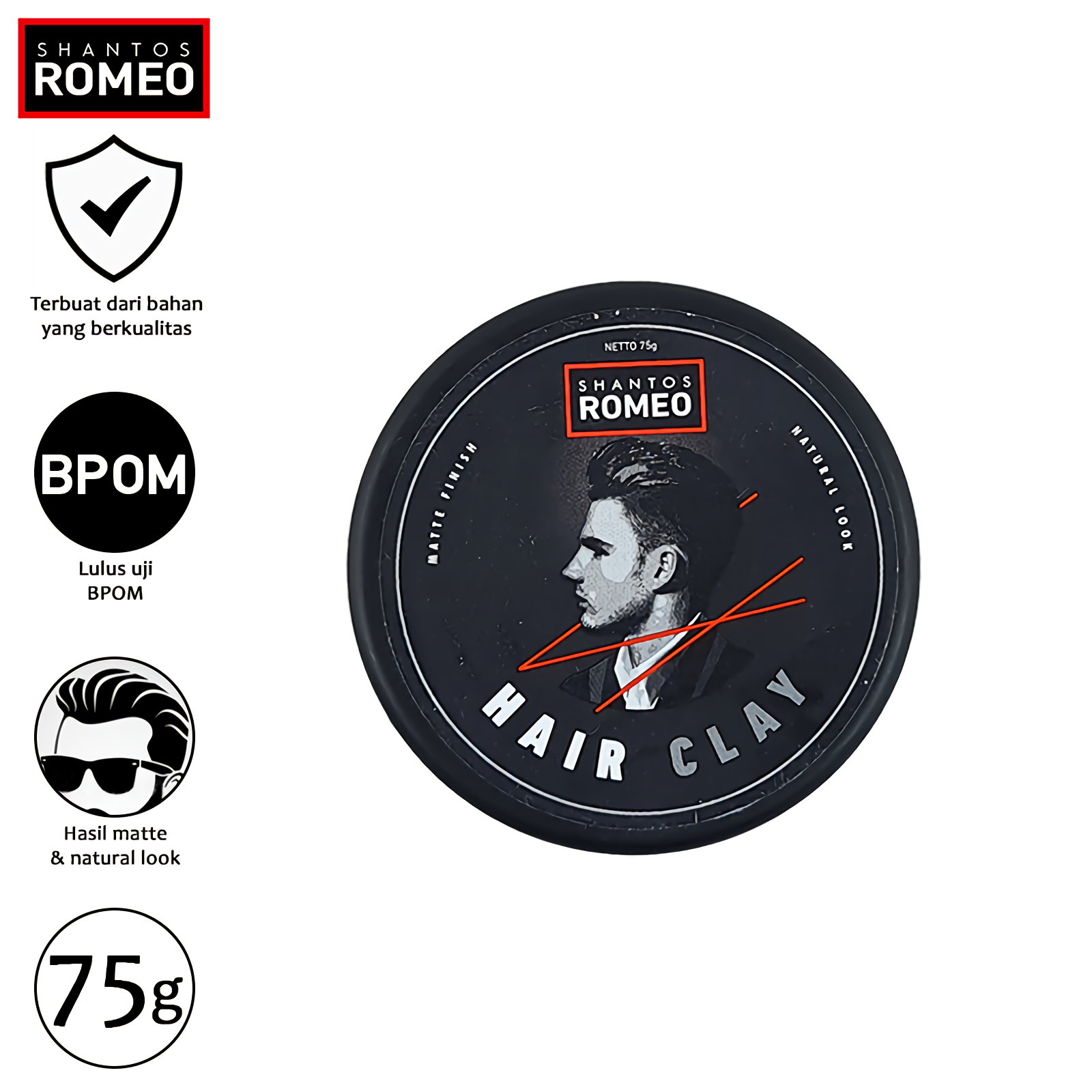 SHANTOS ROMEO Pomade Rambut 75 G Hair Clay Hair Oil Minyak Rambut HOL ...