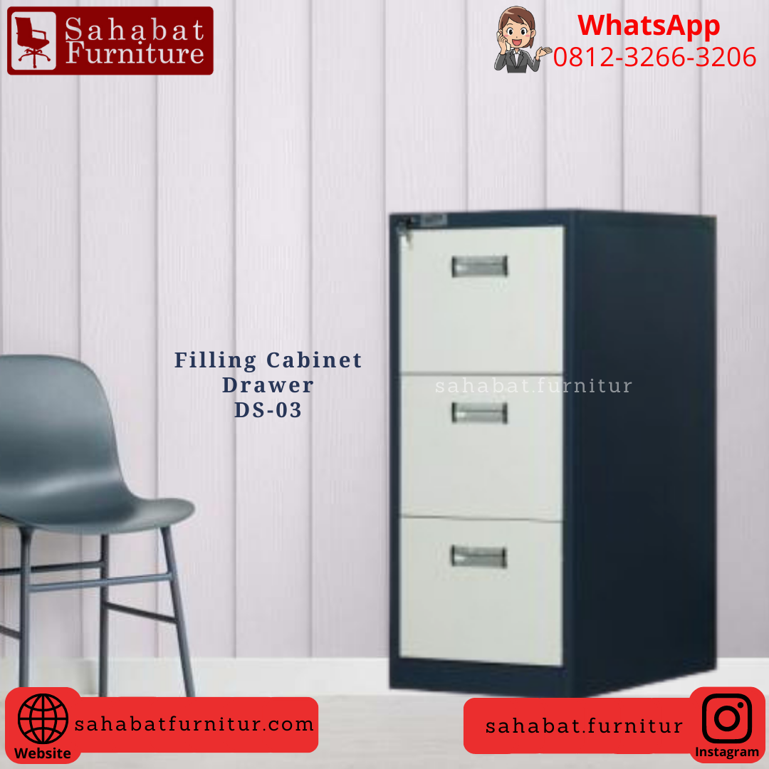 Filling Cabinet Drawer Besi Lemari Arsip Dokumen File DS-03 Termurah ...