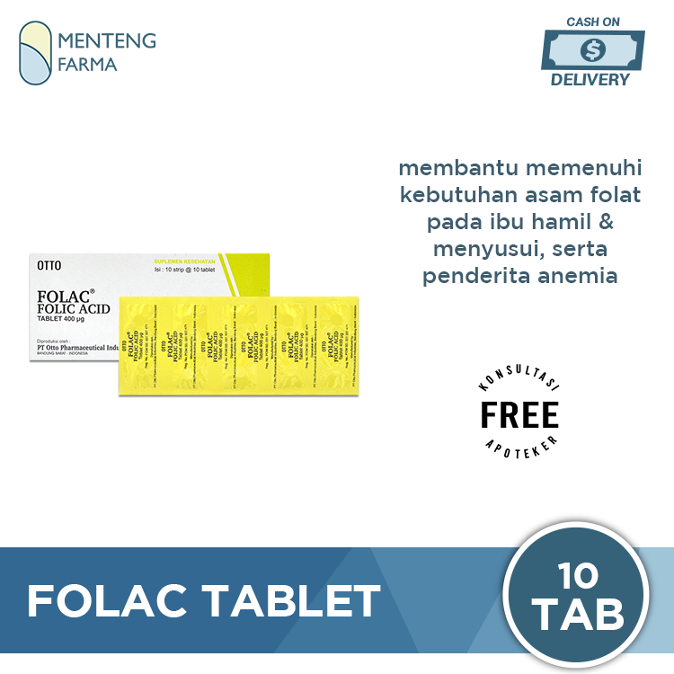 Folac 400 mcg 10 Tablet - Suplementasi Asam Folat Ibu Hamil / Menyusui ...