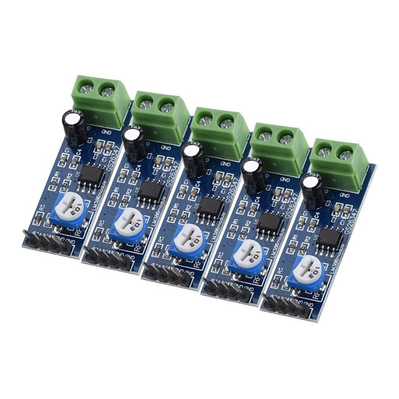 5 Pcs LM386 Audio Power Amplifier Module 200 Times Gain Amplifier Board ...