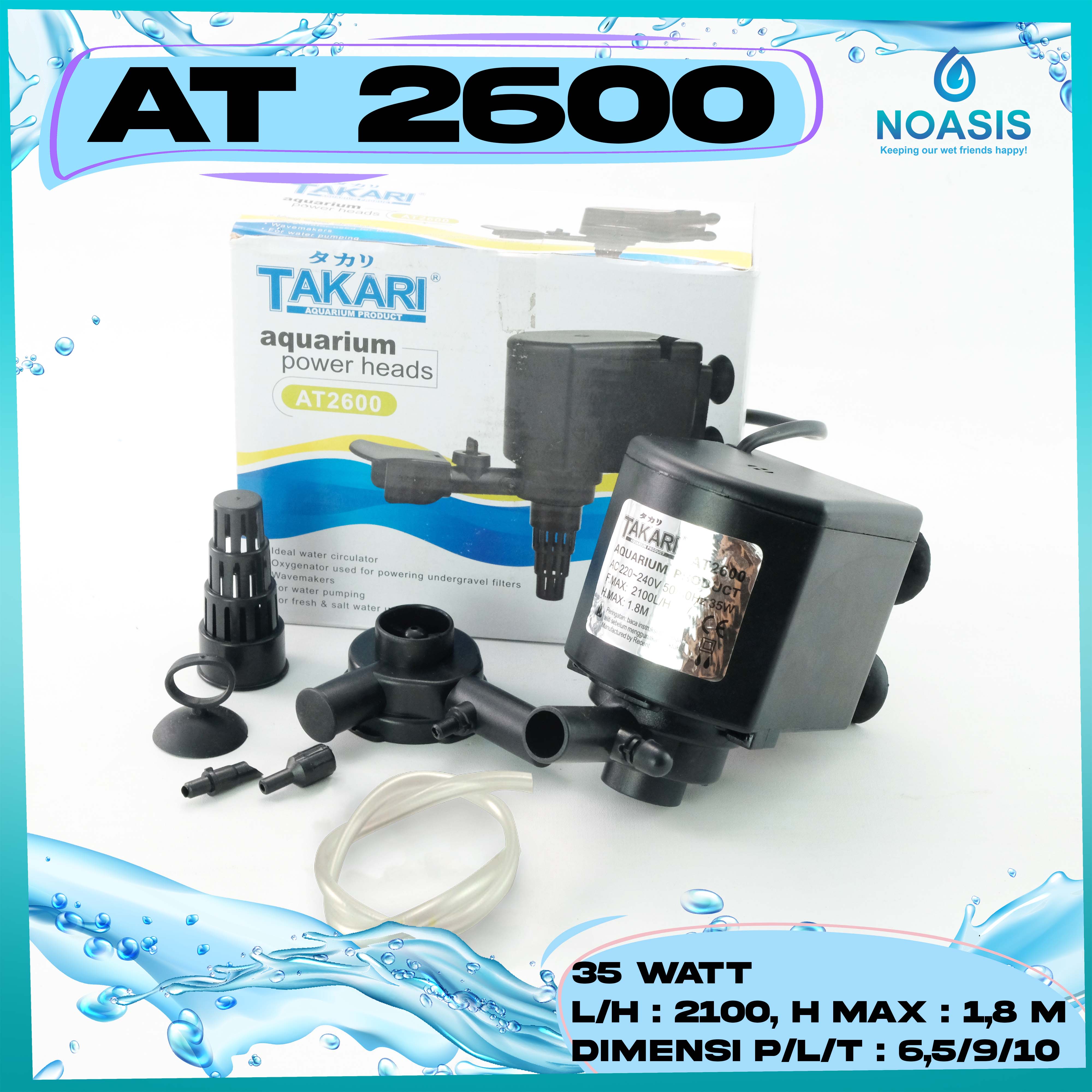 POMPA AIR POWER HEAD AQUARIUM TAKARI AT 2600 SUBMERSIBLE PUMP | Lazada ...