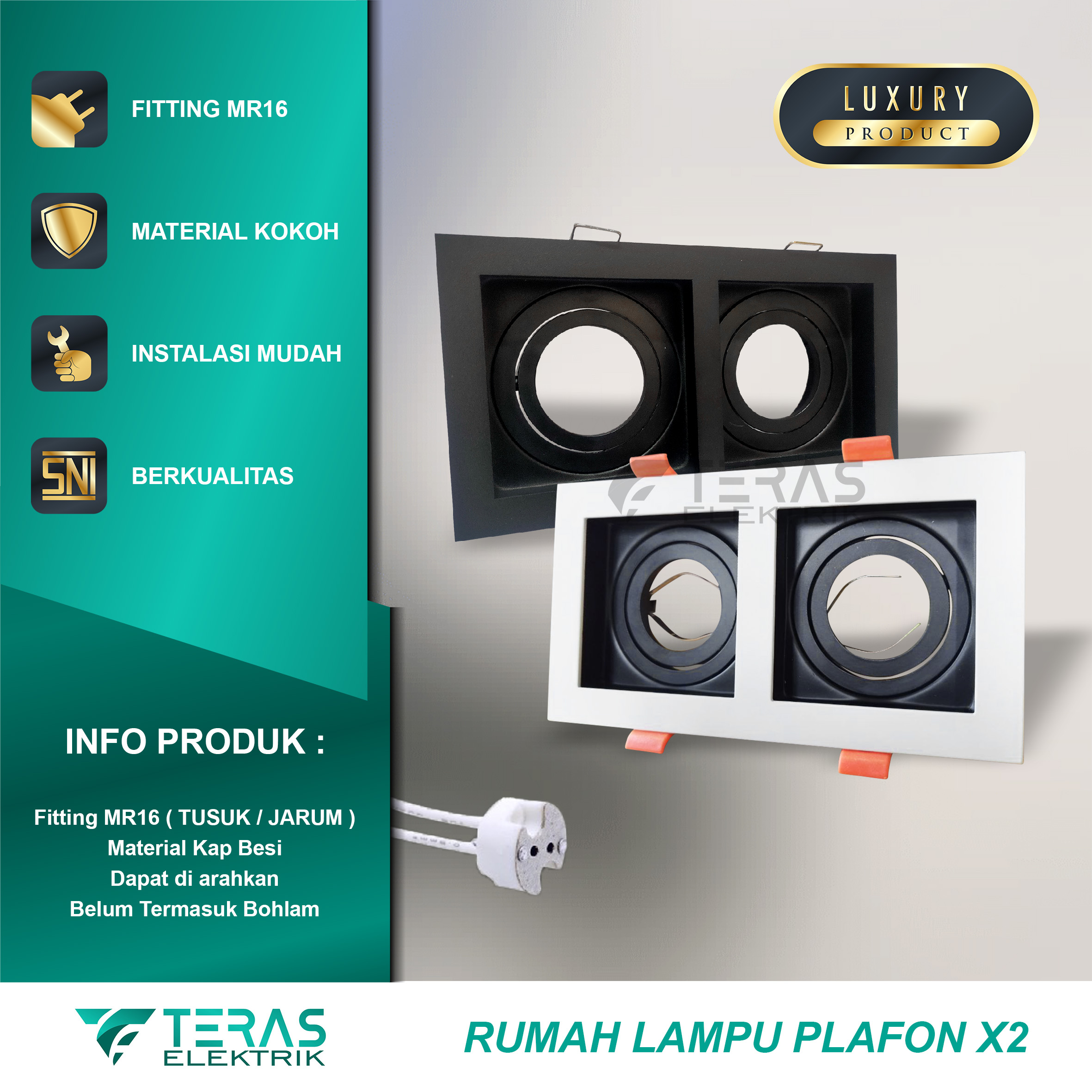 Rumah lampu spotlight mr16 x2 kap plafon downlight led | Lazada Indonesia